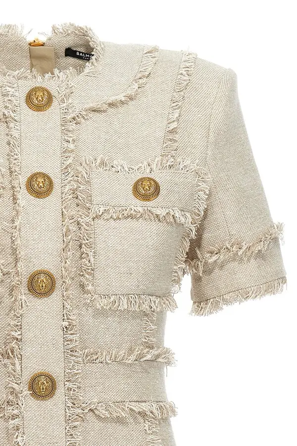 Balmain Logo Button Detailed Dress