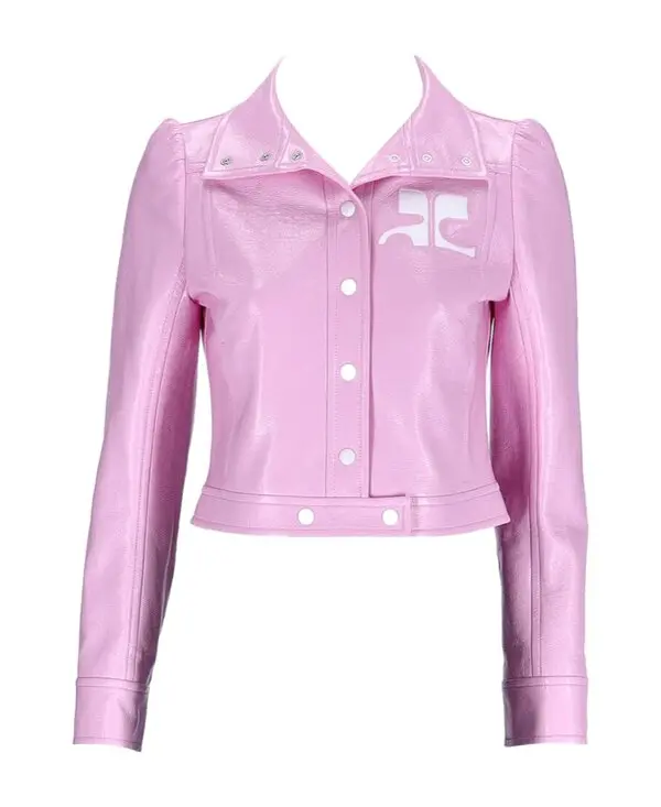 COURREGES Courrèges Vinyl Collared Button-up Jacket - Pink