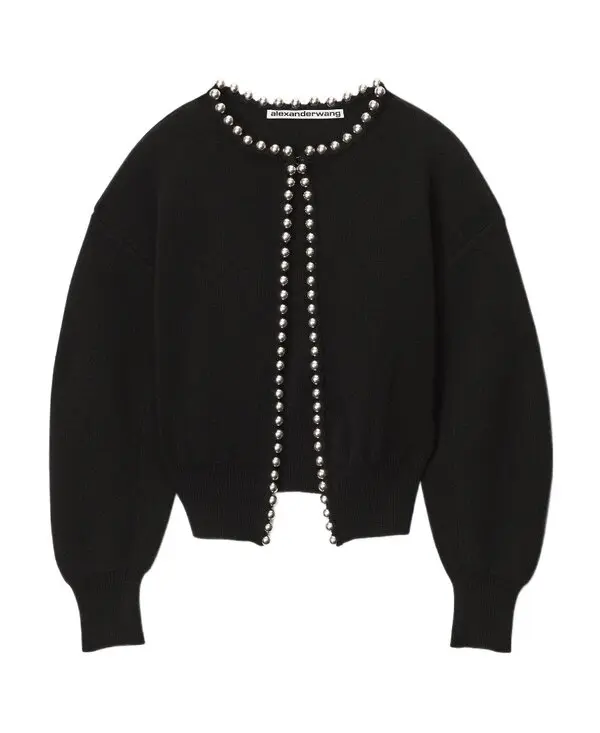 Alexander Wang Ball Detailed Cropped Cardigan - Black