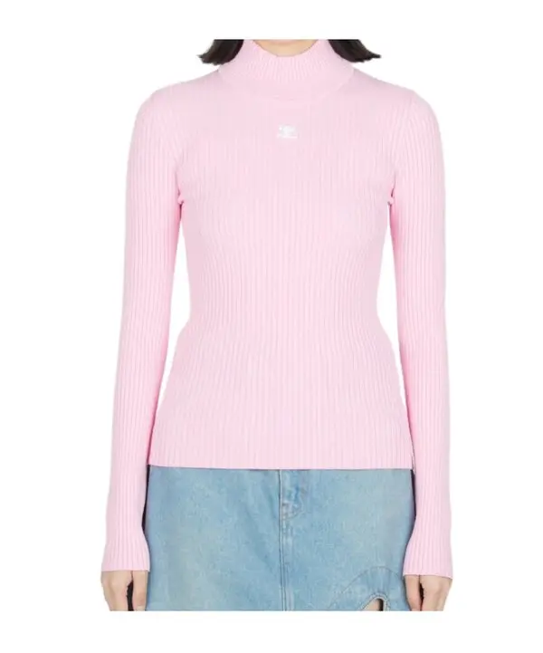 COURREGES Courrèges Logo Embroidered Turtleneck Jumper