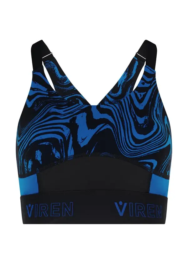 VIREN Prowess Print Block Bra Swirl - Blue