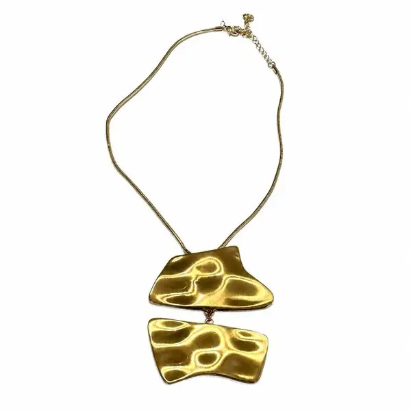 BY OZGE Sculpted Motion Plated Two-piece Statement Necklace - Gold