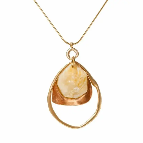 BY OZGE Mother Of Pearl Plated Sculptural Statement Pendant Necklace - Gold