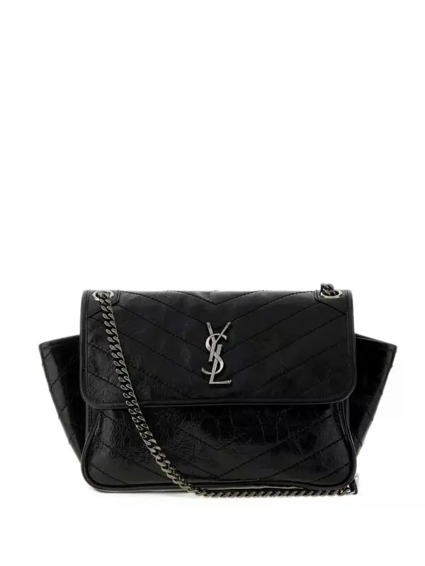 Saint Laurent Niki Chevron-quilted Leather Shoulder Bag - Black
