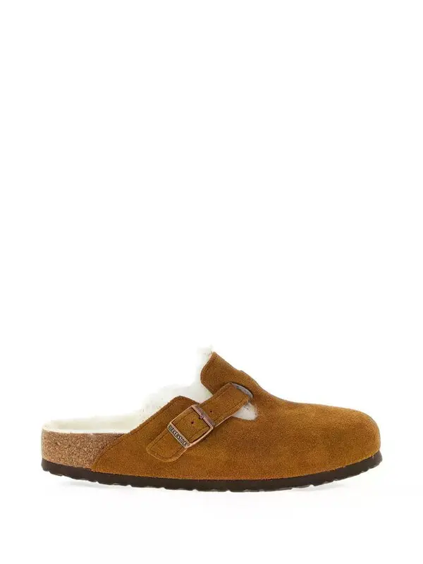 BIRKENSTOCK Boston Shearling-lined Suede Slippers - Brown