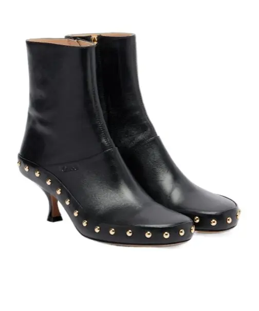 Chloé Junie Studded Leather Ankle Boots - Black