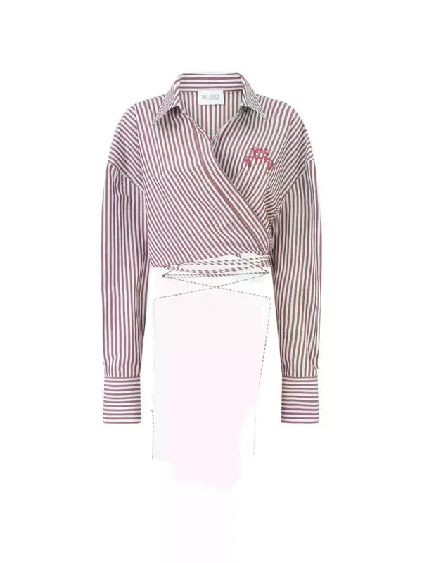Attico Striped Wrap-effect Blouse - Red