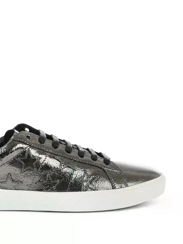 Saint Laurent Court Star-patch Crackle-effect Sneakers