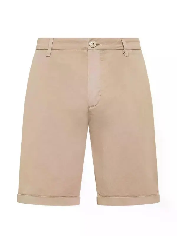 SUN 68 Logo-embroidered Turn-up Shorts - Neutrals
