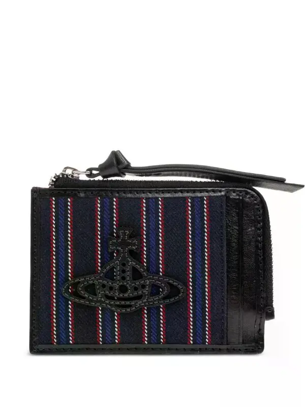VIVIENNE WESTWOOD Orb-plaque Striped Card Case - Blue