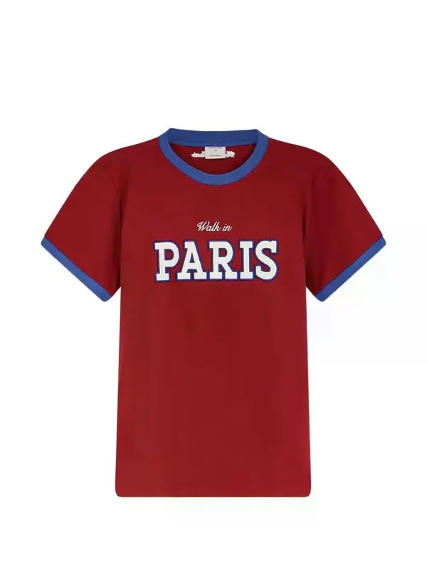 WALK IN PARIS Logo-patch Ringer T-shirt - Red