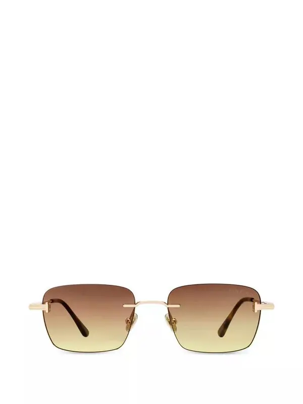 TOM FORD Rimless Rectangle-frame Sunglasses - Gold