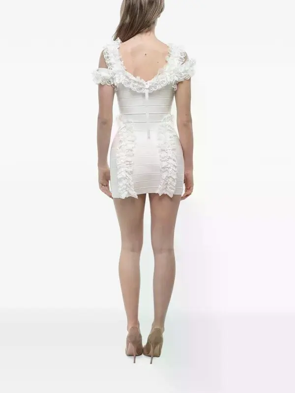 SELF-PORTRAIT Lace-trim Ruffled Mini Dress