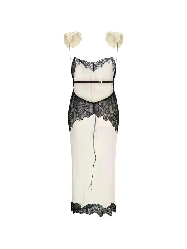Attico Lace-trimmed Ruffled Midi Dress