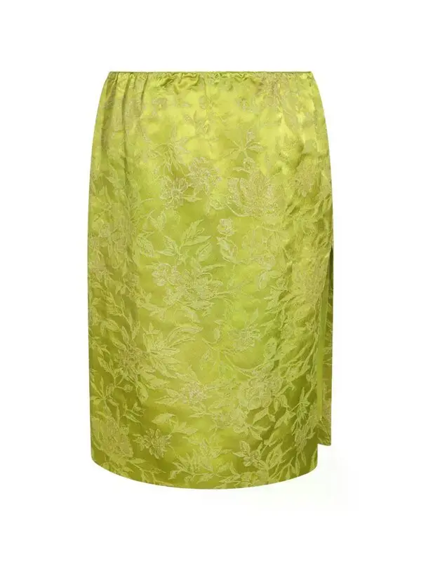 Saint Laurent Floral-jacquard Side-slit Midi Skirt