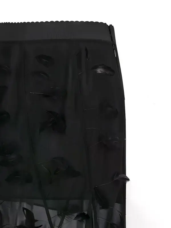 Attico Feather-embellished Asymmetric Midi Skirt