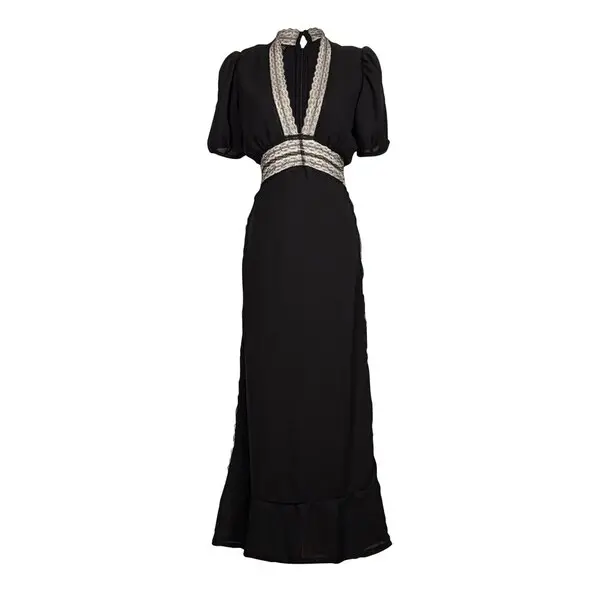 JENNAFER GRACE Nero Notte Gigi Dress With Lace Trim