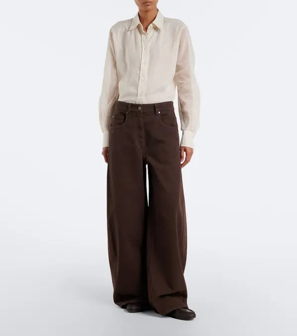 Brunello Cucinelli Monili Wide-leg Jeans - Brown