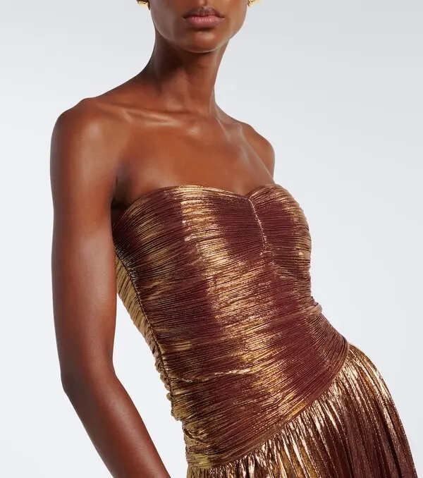 Retrofete Sabba Plissé Lamé Gown