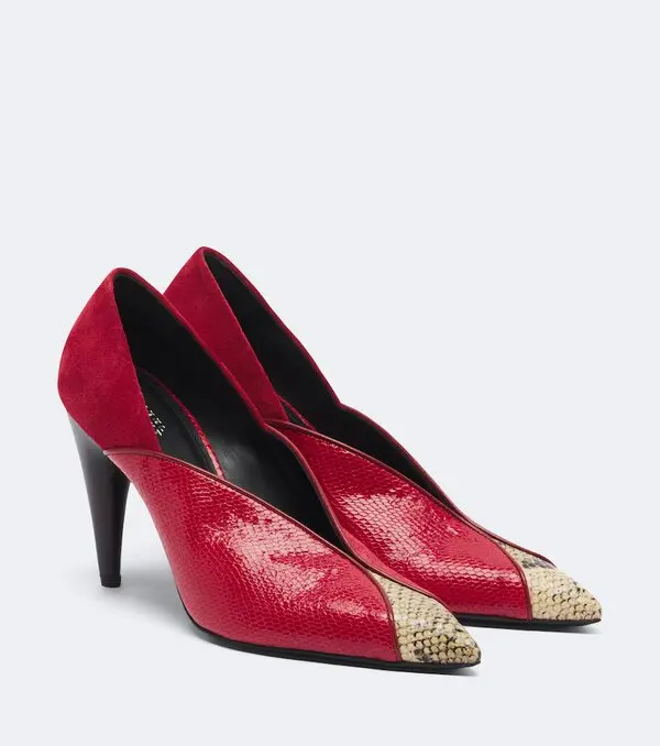 Isabel Marant Étoile Luza Suede-trimmed Snake-effect Leather Pumps