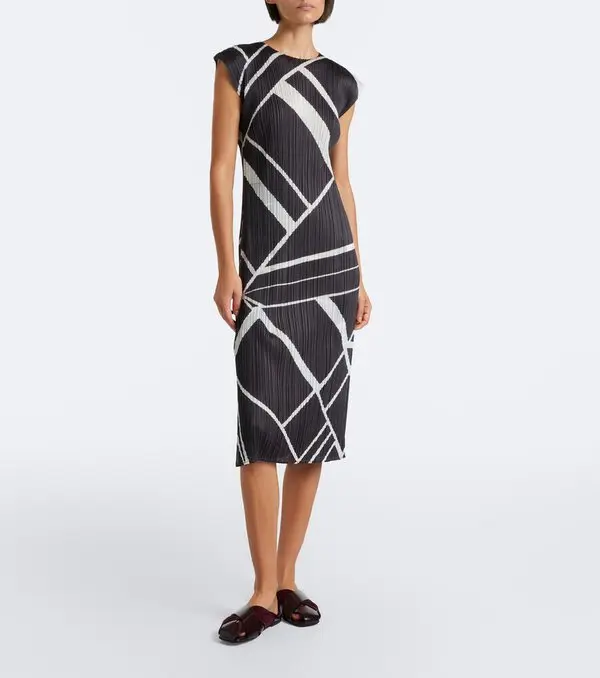 Issey Miyake Fold Line Pleated Midi Dress