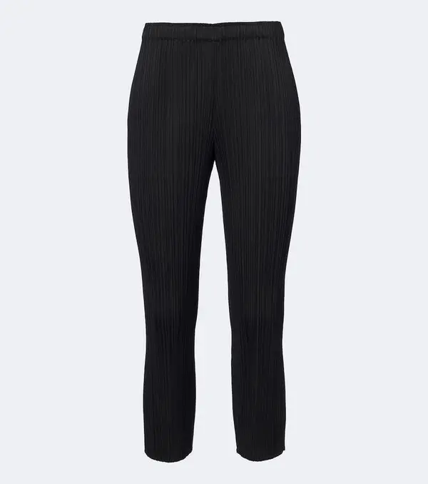 Issey Miyake Cropped Pleated Slim Pants - Black