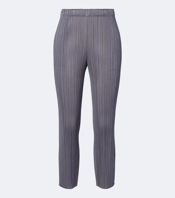 Issey Miyake Cropped Pleated Slim Pants - Grey