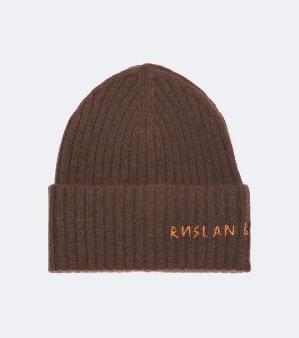 Ruslan Baginskiy Logo Ribbed-knit Cashmere Beanie - Brown