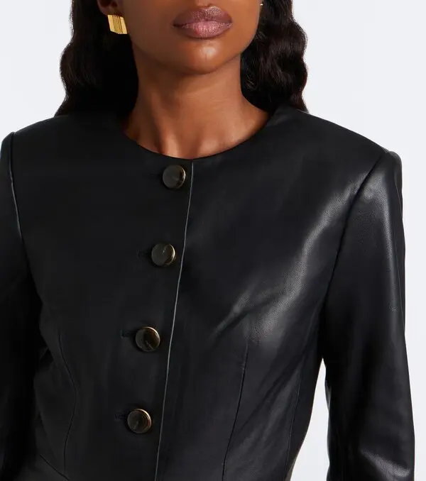 Veronica Beard Quinn Peplum Leather Jacket