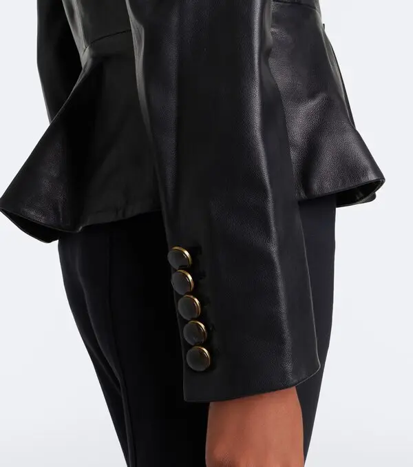 Veronica Beard Quinn Peplum Leather Jacket