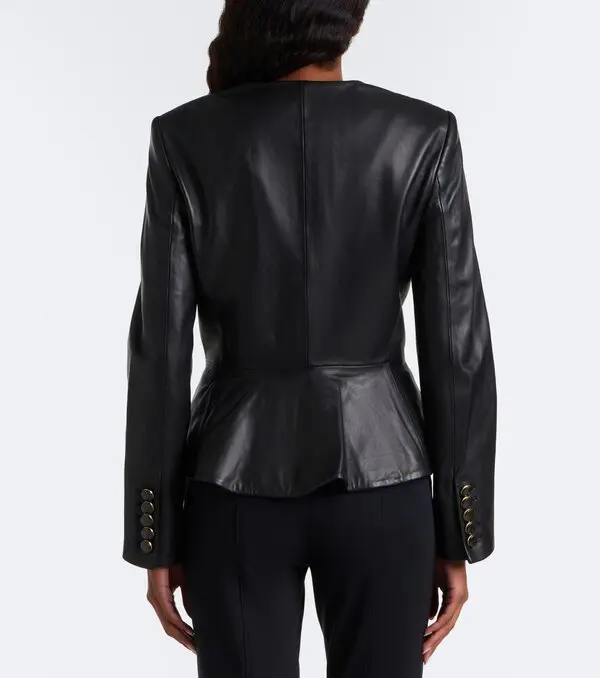 Veronica Beard Quinn Peplum Leather Jacket