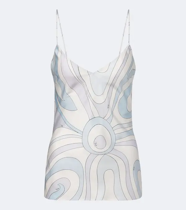Emilio Pucci Iride Silk Twill Top - Blue