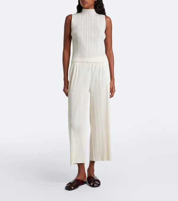 Issey Miyake Monthly Colors: August Pleated Wide-leg Pants - White