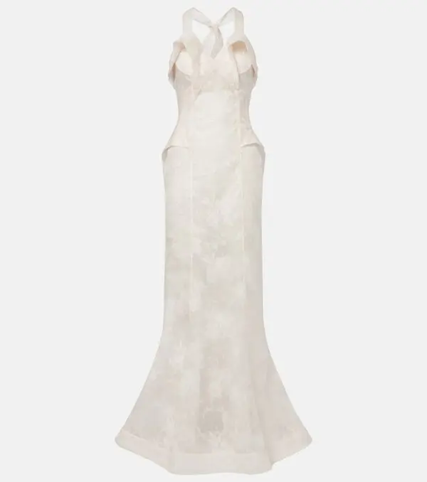 Alexander McQueen Sheer Silk Lace Gown - White