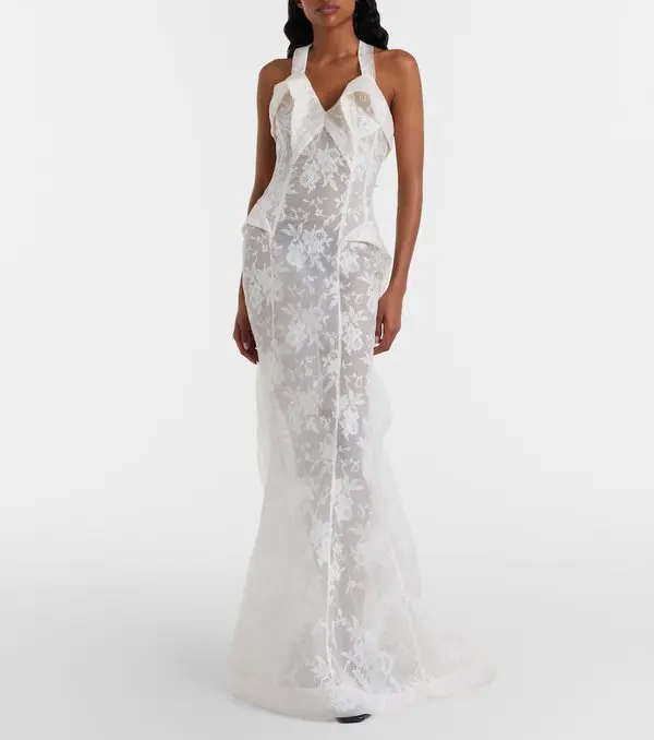 Alexander McQueen Sheer Silk Lace Gown