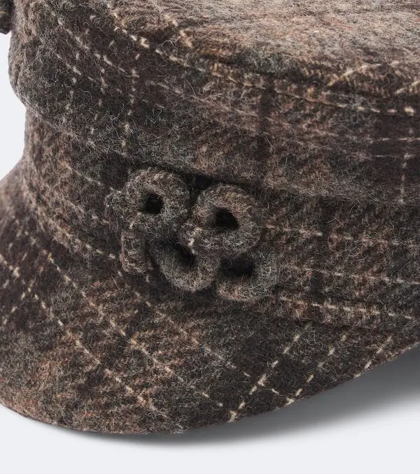 Ruslan Baginskiy Logo Checked Wool Newsboy Cap
