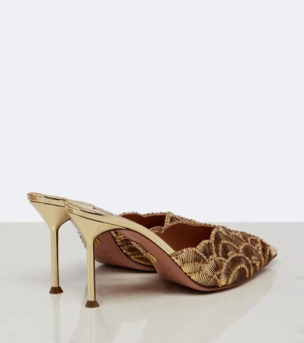 AQUAZZURA Ce Soir Embellished Leather Mules