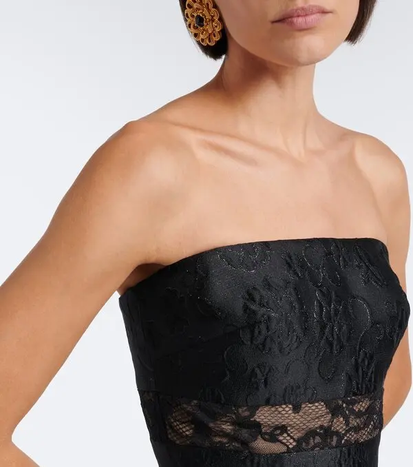Elie Saab Lace-trimmed Floral Jacquard Gown