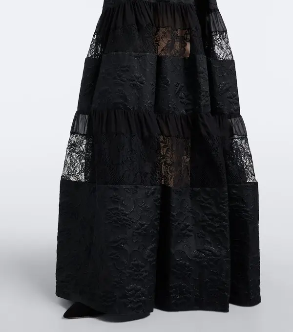 Elie Saab Lace-trimmed Floral Jacquard Gown