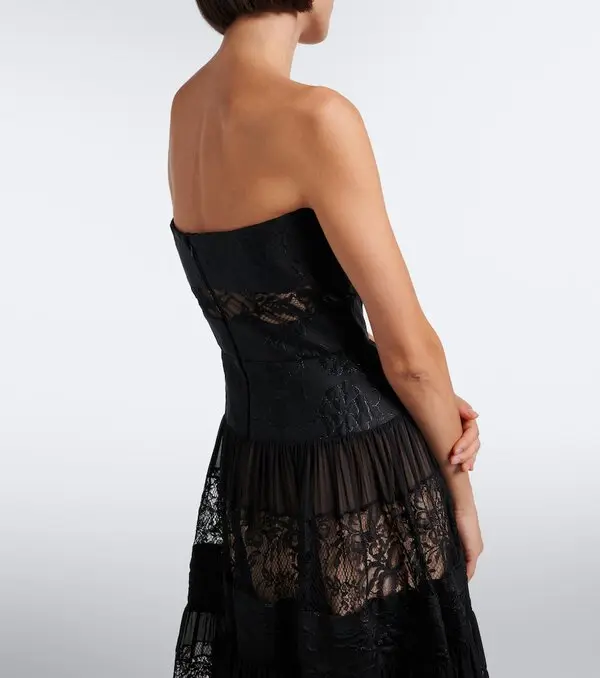 Elie Saab Lace-trimmed Floral Jacquard Gown