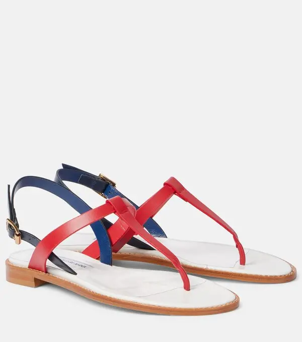 Manolo Blahnik Hata Leather Thong Sandals