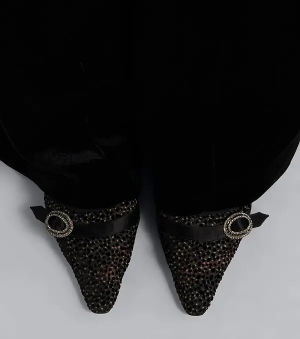 Manolo Blahnik Embellished Pointed Toe Slingback Pumps