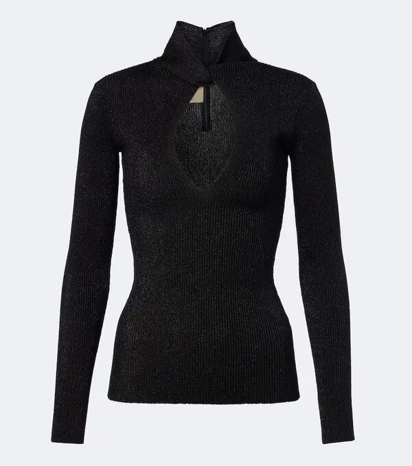 Valentino Garavani Cut-out Lamé Sweater - Black