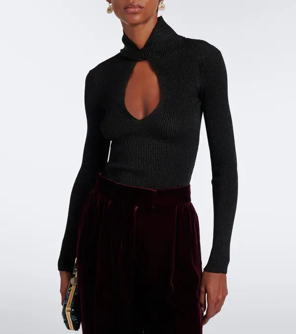 Valentino Garavani Cut-out Lamé Sweater