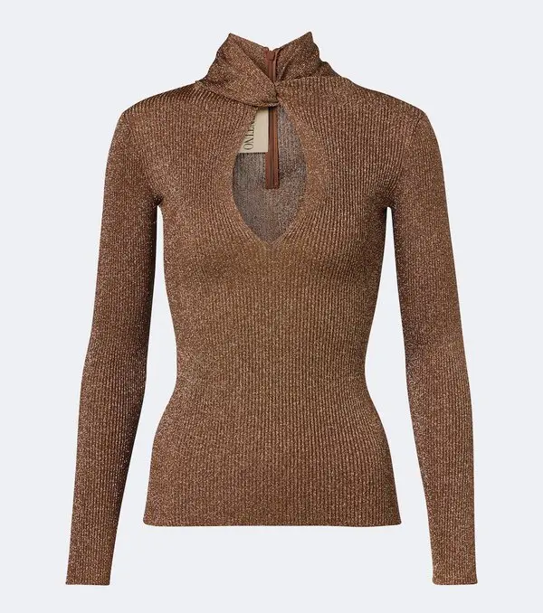 Valentino Garavani Cut-out Lamé Sweater - Gold