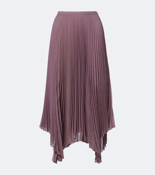 Valentino Garavani Asymmetric Plissé Georgette Midi Skirt - Pink