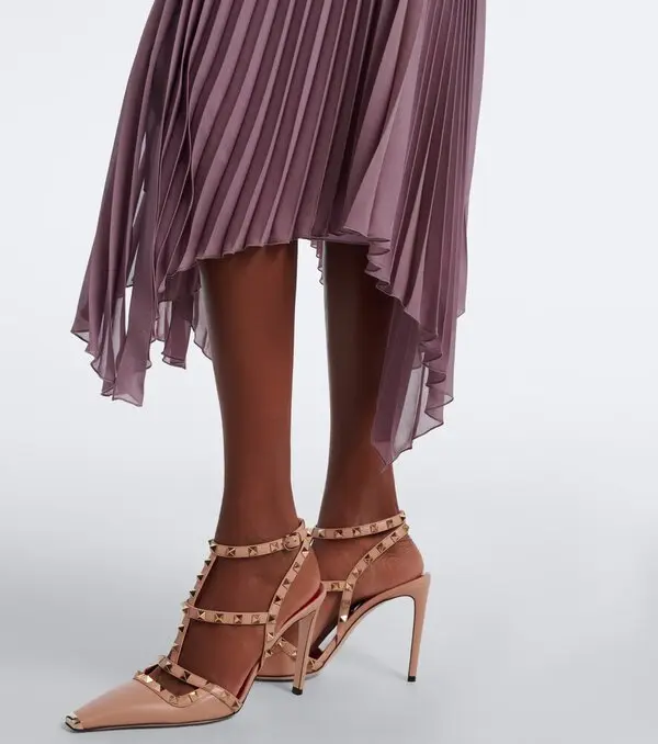 Valentino Garavani Asymmetric Plissé Georgette Midi Skirt