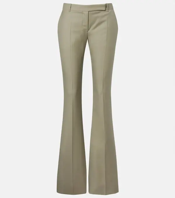 Alexander McQueen Wool Flared Pants - Green