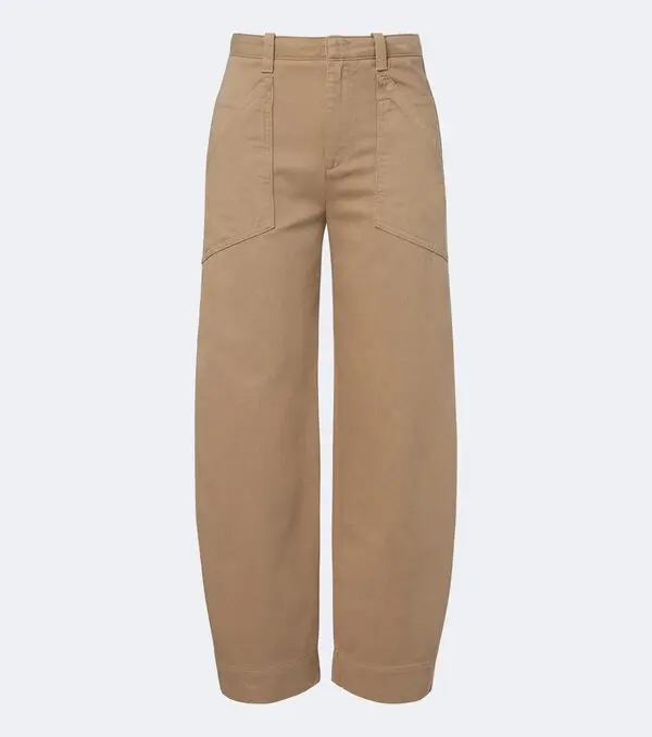 Vince Cropped Cotton Twill Barrel-leg Pants - Beige
