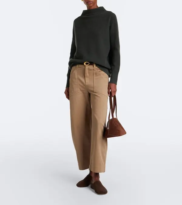Vince Cropped Cotton Twill Barrel-leg Pants